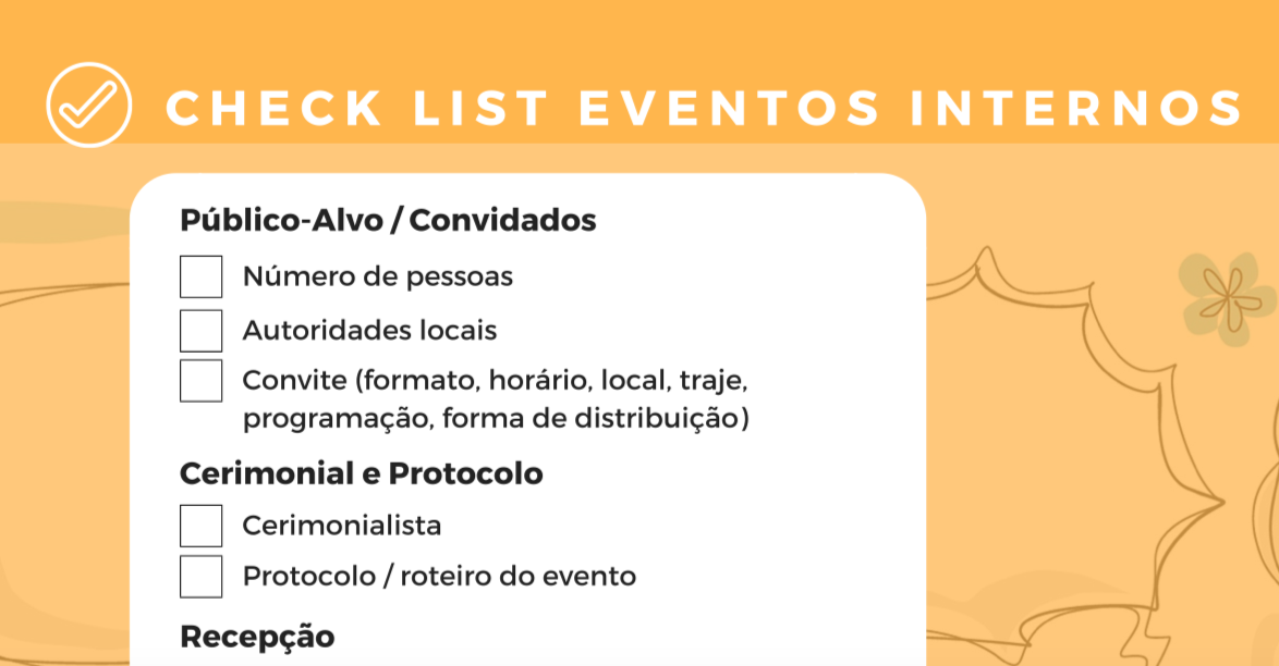 Check list para organizao de eventos internos